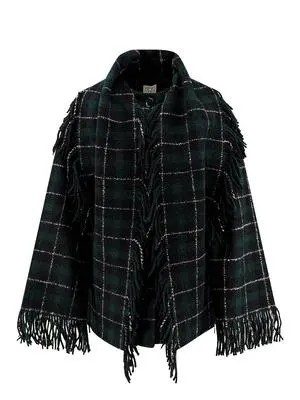 TOTEME Fringed Scarf Madras Wool Coat - Multicolor