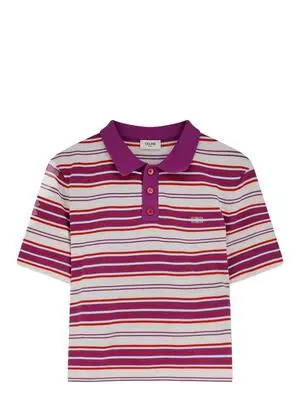 Celine Cotton Polo Shirt With Striped Pattern - Multicolor