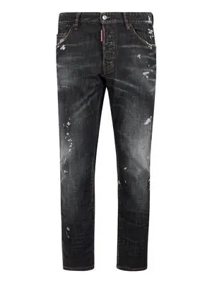 Dsquared2 Black Denim White Marks Skater Jeans Black