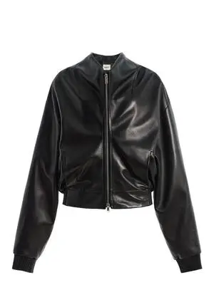 Khaite Ixin Leather Bomber Jacket - Black