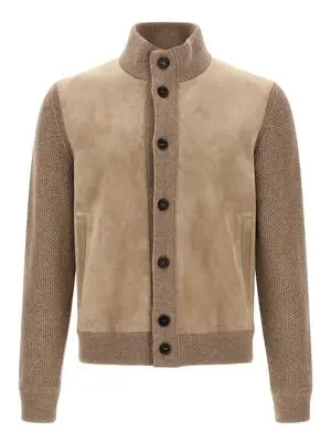 Zegna Zegna Men Suede Panel Cardigan Cream