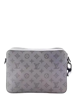 LOUIS VUITTON Duo Messenger Bag Monogram Shadow Leather Crossbody Bag - Grey