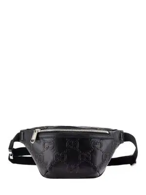 Gucci Gg Embossed Perforated Leather Small Belt Bag - Black