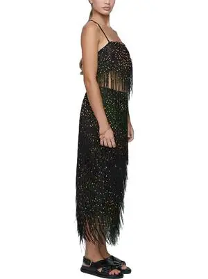 Anna Quan Kitty Beaded-tassel Midi Skirt - Black