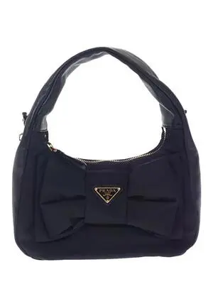 Prada 2013-2026 Mini Re Nylon And Nappa Bow Satchel - Black