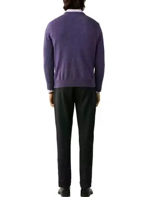 HACKETT  V-neck Lambswool Sweater - Purple