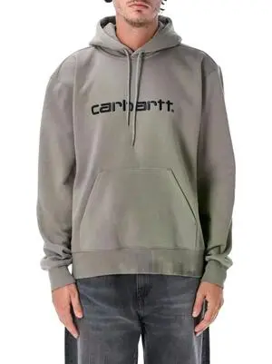 Carhartt Work In Progress Logo-embroidered Drawstring Hoodie - Grey