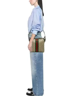 Gucci 2016-2026 Gg Supreme Web Crossbody Bag - Neutrals