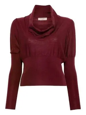 TWINSET Cowl-neck Puff-sleeve Sweater Red