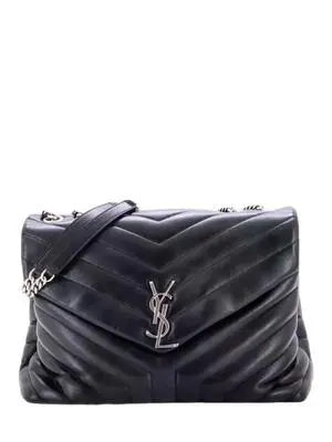 Saint Laurent Loulou Matelasse Chevron Leather Medium Shoulder Bag - Black