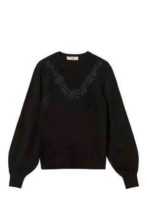 TWINSET Jumper With Macramé Lace Insert - Black