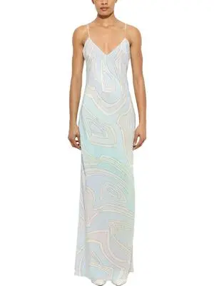 Emilio Pucci Labirinto-print Crêpe De Chine Dress - Blue