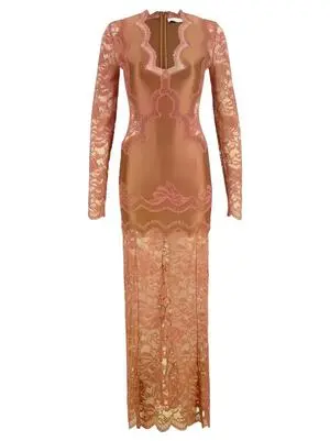 Rabanne Lace-panelled V-neck Maxi Dress Neutrals