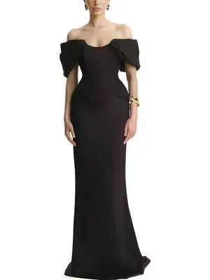 BENEDETTO Off-shoulder Panelled Corset - Black