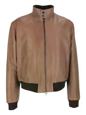 STEWART Jeff Zip-up Leather Jacket - Brown