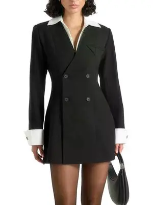 Manière De Voir Winifred Shirt Detail Tailored Blazer Mini Dress - Black