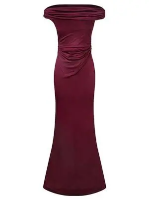 DANAME Off-shoulder Ruched Maxi Dress - Red