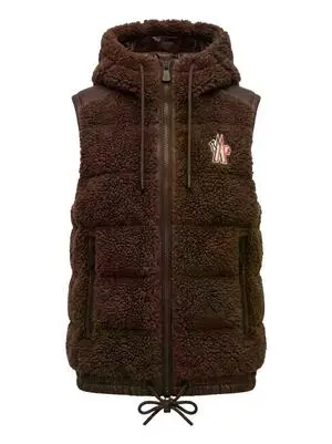 Moncler Fleece Hooded Gilet Brown