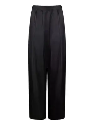 DANAME Pleated Satin-finish Trousers - Black