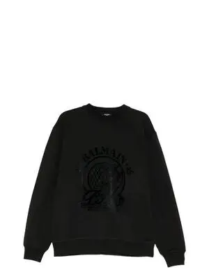 Balmain 1945quilted Flock Logo Sweatshirt Black
