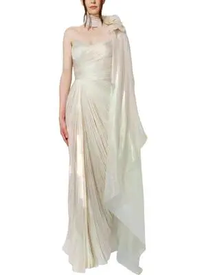 IRIS SERBAN Dolly Draped Silk Maxi Dress