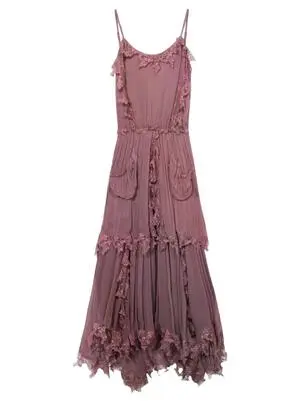 Blumarine Lace-trim V-neck Maxi Dress - Pink