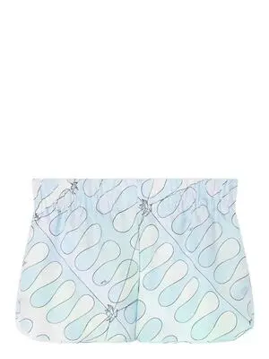 Emilio Pucci Leocorno Print Silk Shorts - Blue