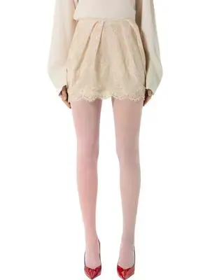 Blumarine Lace-overlay Darted Mini Skirt - Neutrals