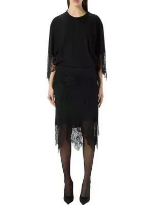 Blumarine Lace-detail Jersey Midi Dress - Black