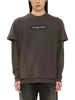 44 LABEL GROUP Logo-patch Layered-effect T-shirt - Grey