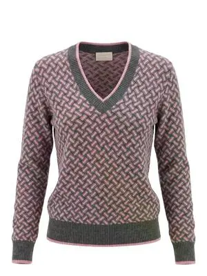 DRUMOHR Razor Blade Basket-weave V-neck Sweater - Pink