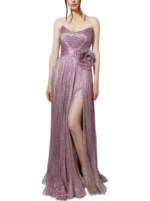 IRIS SERBAN Polka-dot Pleated Maxi Dress - Pink
