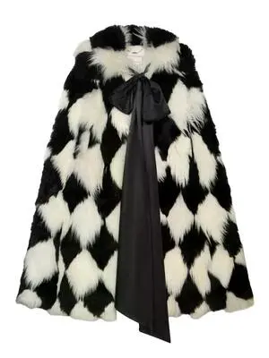 Blumarine Intarsia-knit Bow-detail Cape - Black