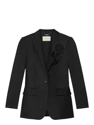 Blumarine Rose-embroidered Tailored Jacket - Black