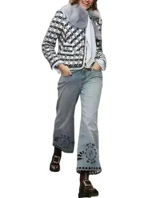MAISON COMMON Striped Tweed Jacket - Blue