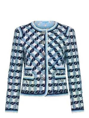 MAISON COMMON Striped Tweed Jacket - Blue