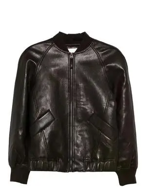 THE FRANKIE SHOP Alena Faux-leather Bomber Jacket - Brown
