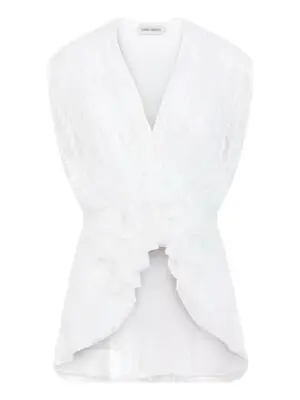 Alberta Ferretti Ruffled V-neck Blouse - White