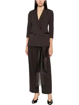 Imperial Double-breasted Three-quarter Sleeve Blazer - Brown