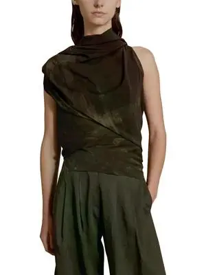 CORTANA Dye Draped-neck Top - Green