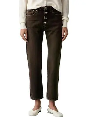 VICOLO Embellished Straight-leg Jeans - Brown