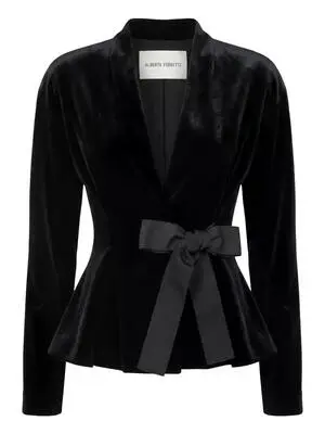 Alberta Ferretti Bow-detail Peplum Jacket - Black
