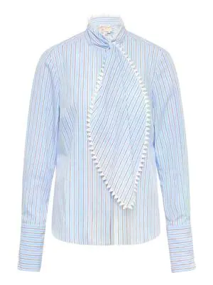 MAISON COMMON Striped Poodle-print Blouse Blue