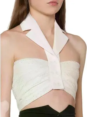 Philosophy Di Lorenzo Serafini Die-cut Draped Crop Top - White