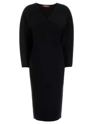 Max Mara Emiro V-neck Midi Dress - Black