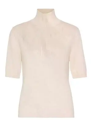 Max Mara Mock-neck Short-sleeve Top Neutrals