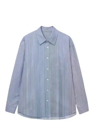 DUNST Striped Long-sleeve Shirt - Blue