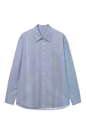 DUNST Striped Long-sleeve Shirt - Blue