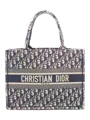 DIOR 2015-2026 Medium Oblique Embroidered Canvas Book Tote Bag