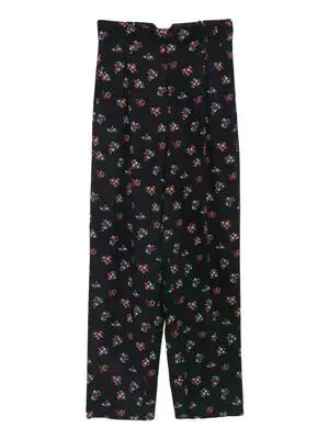N°21 Floral-print Pleated Trousers - Black